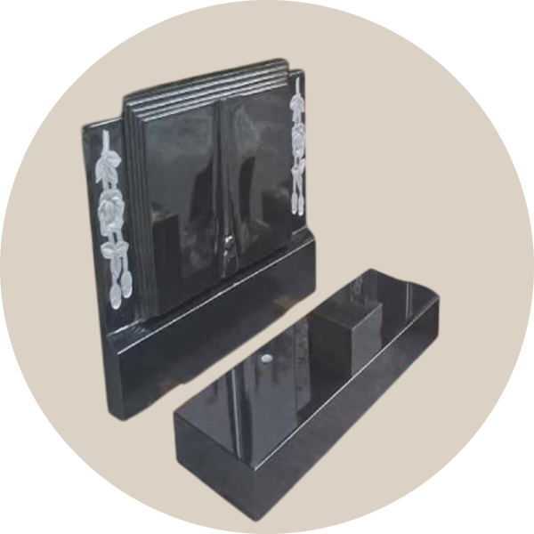 Black Granite Open Book Headstone | Stone Discover