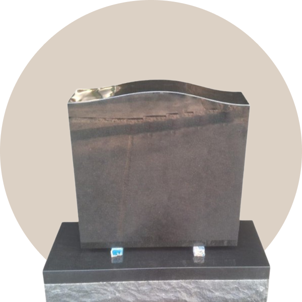 Black Granite Single Upright Serptop Headstone | Stone Discover
