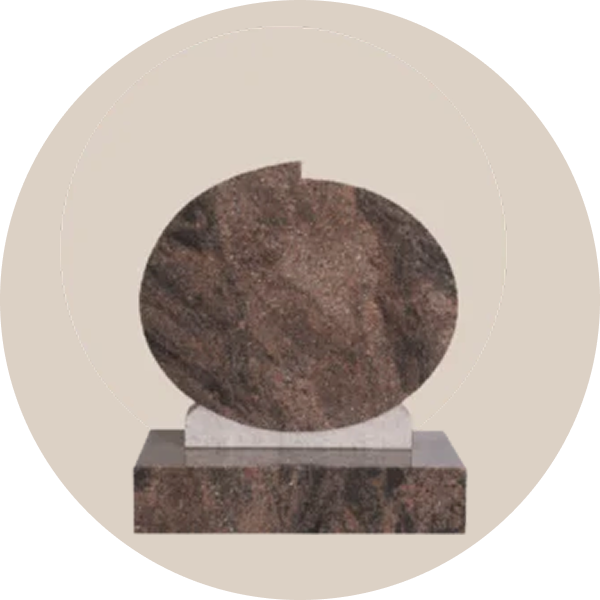 Indian Aurora Granite Round Shape Headstone | Stone Discover