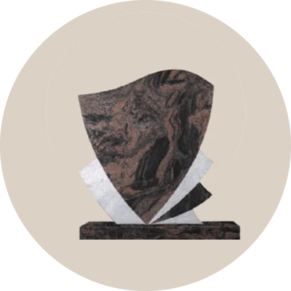 Sculpted Indian Aurora Granite Headstone | Stone Discover