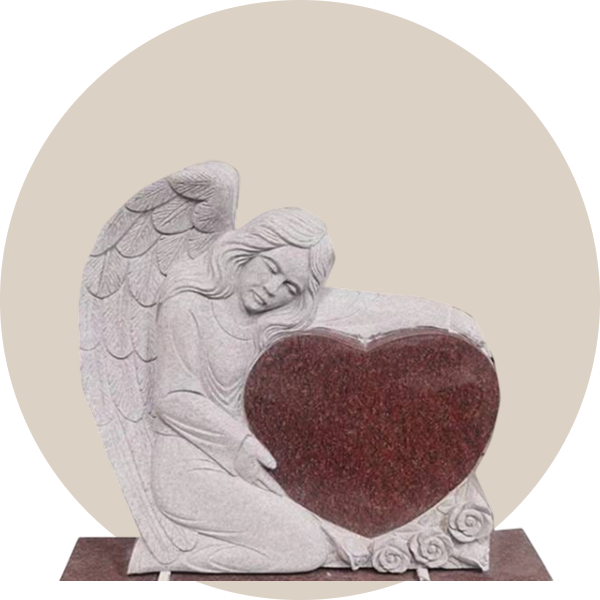Ruby Red Granite Sculpted Angel Headstone | Stone Discover