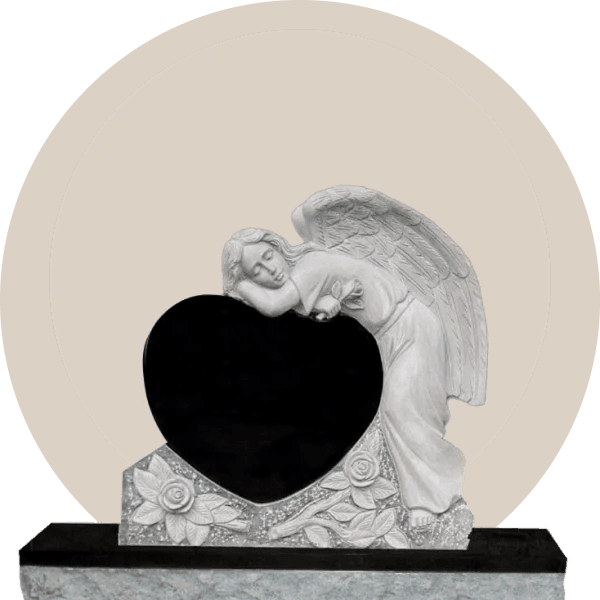 Black Granite Angel Wing Heart Headstone Supplier | Stone Discover