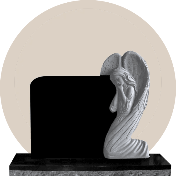 Black Granite Upright Weeping Angel Headstone | Stone Discover
