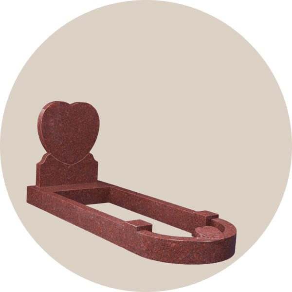 Red Granite Heart Shaped Headstone With Curved Foot Kerb Sets | Stone ...