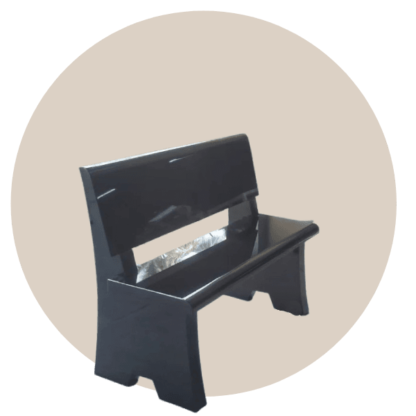 Black Granite Memorial Bench With Flat Back | Stone Discover
